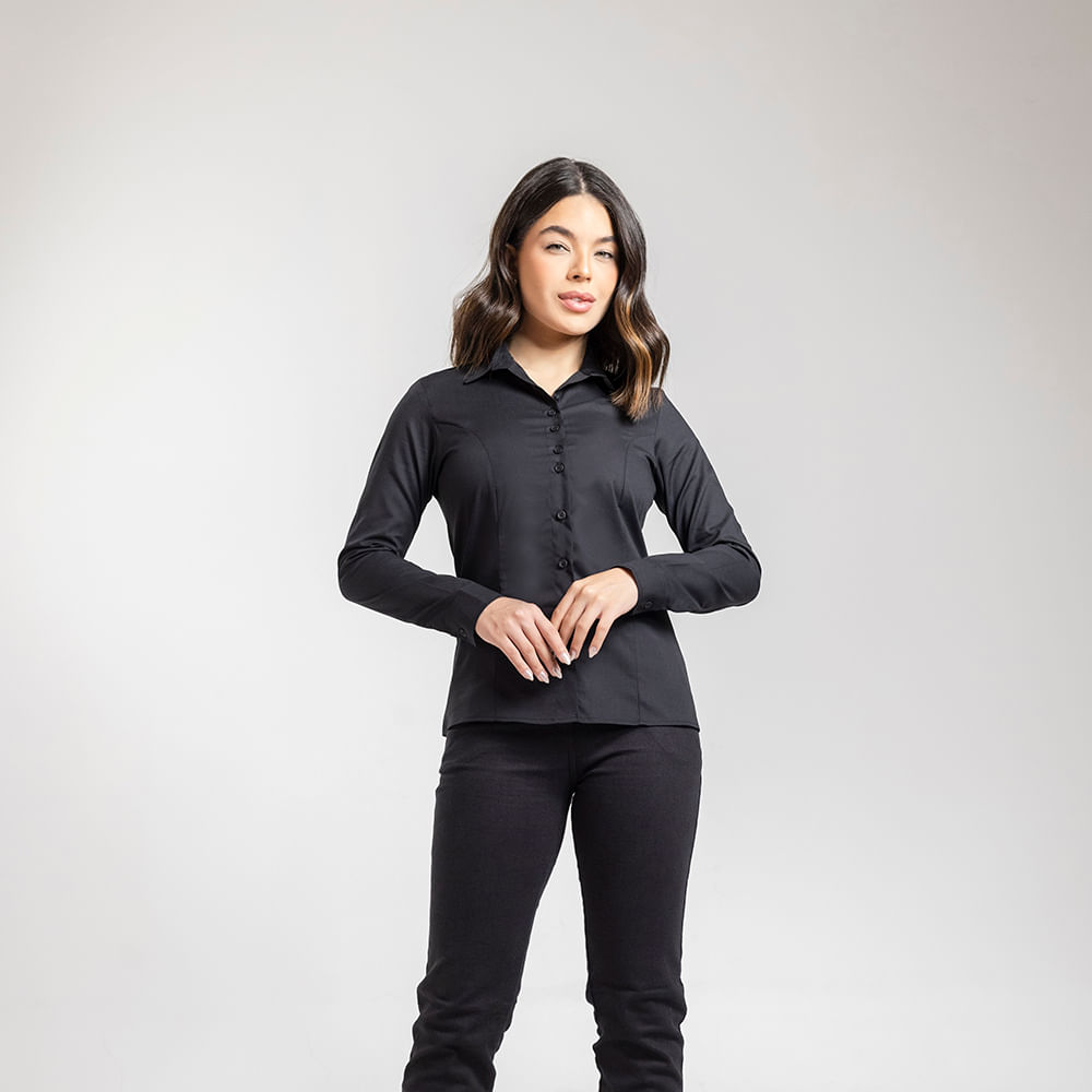 Camisa Force Citerol Feminina Preta Manga Longa - Citerol